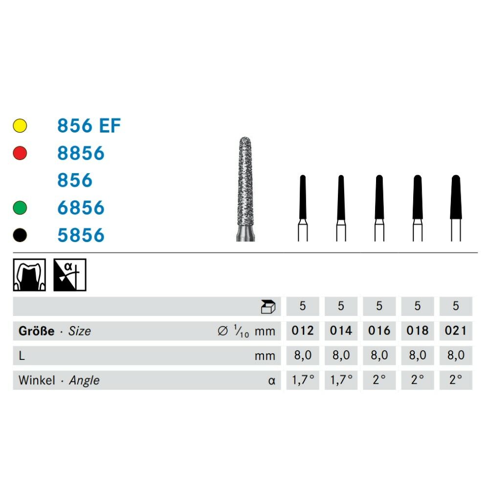Komet 6856 012 Diamant konisk FG 1 x 5 stk — NO1