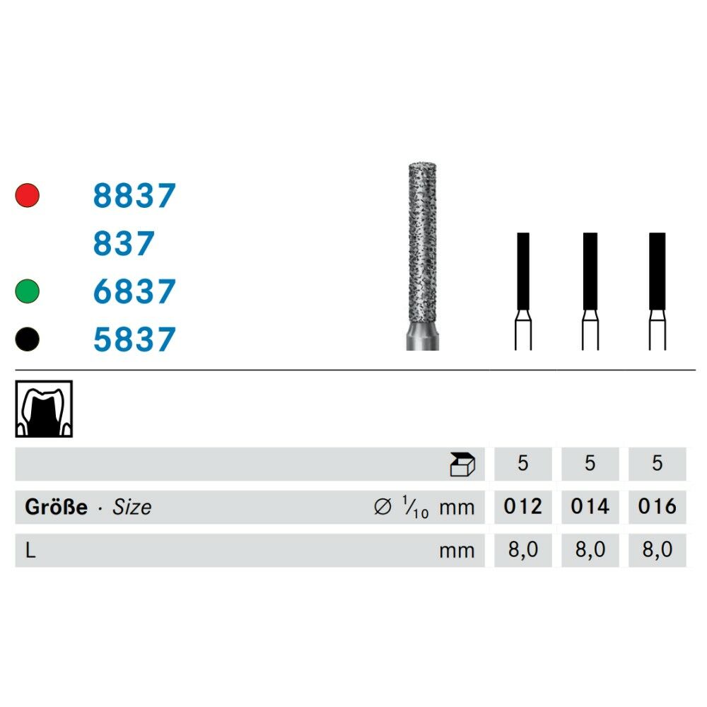 Komet 5837 014 Diamant sylinder FG 1 x 5 stk — NO1