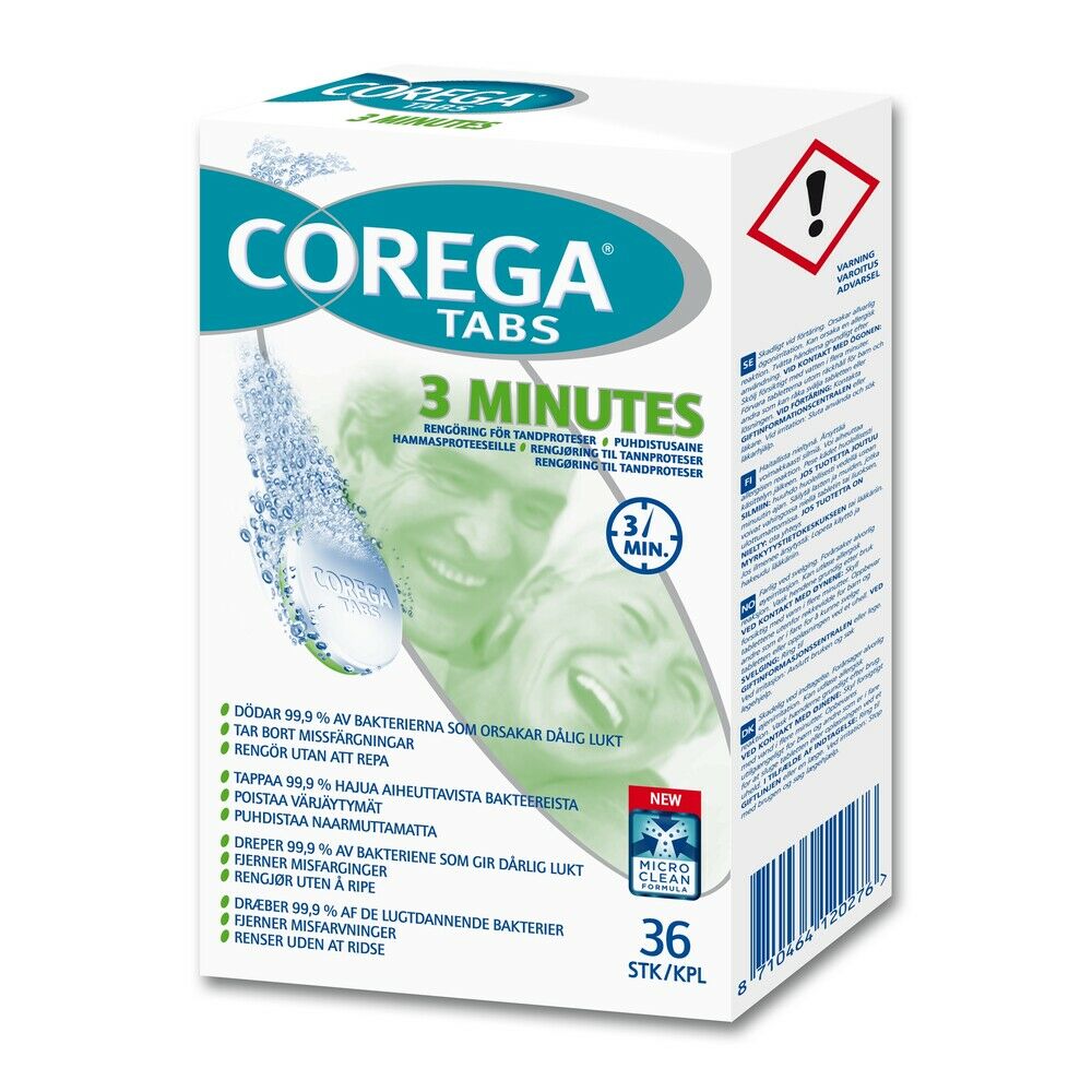 Corega tabs rensetabletter til proteser 6 x 36 stk — NO1