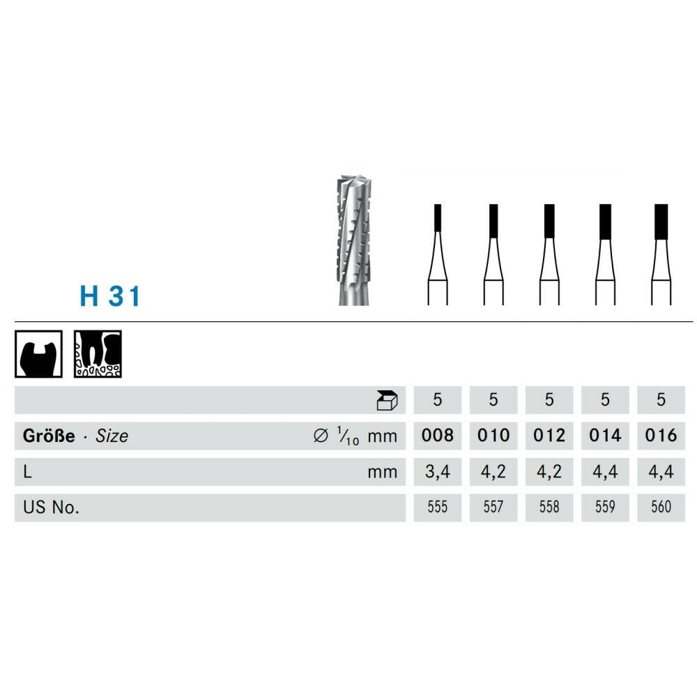 Komet bor V H31-010(557) 1 x 5 stk — NO1