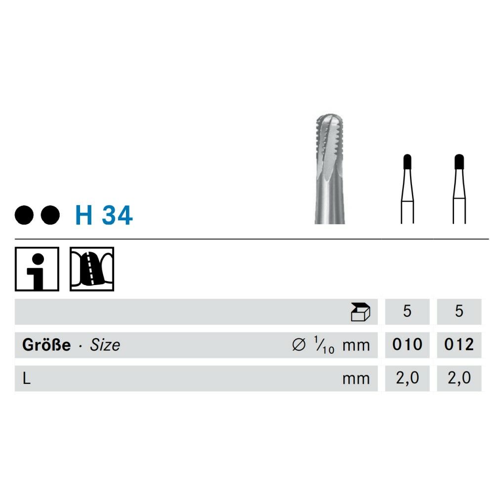Komet H34.314.012 Hardmetallbor Kronekutter, FG 1 x 5 stk — NO1