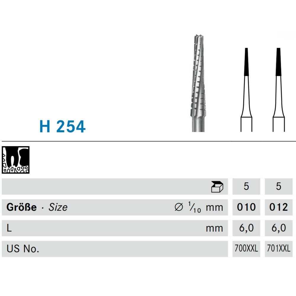 Komet H254 010 Benfres konisk FG 1 x 5 stk — NO1