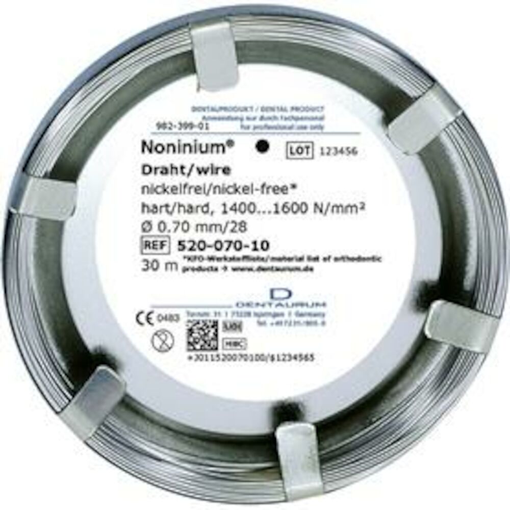Dentaurum Noninium wire 0,7 mm hard nikkelfri 1 x 30 m — NO1
