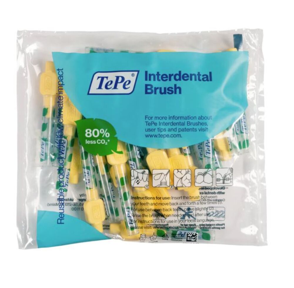 TePe Interdentalbørster 0,7mm extrasoft lys gul 1x25 1 x 25 stk — NO1